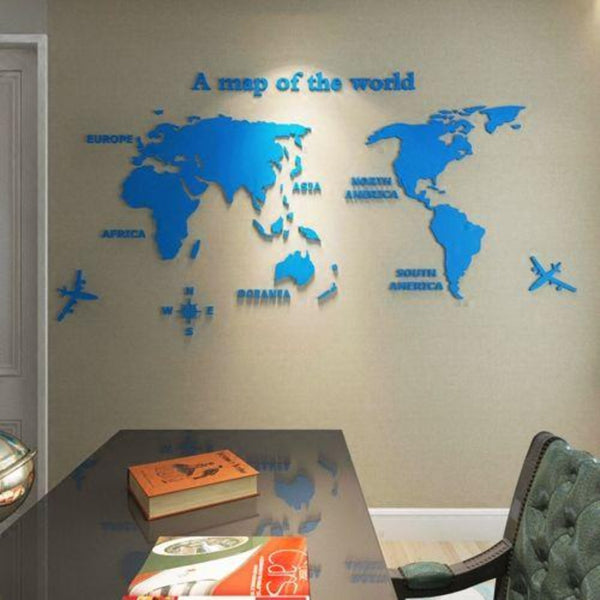 World Map Acrylic Wall Sticker | Vermilton